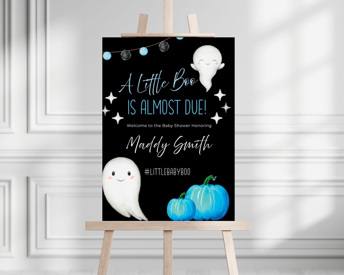 A Little Boo is Due Welcome Sign Boys, Halloween Baby Shower Decor ...