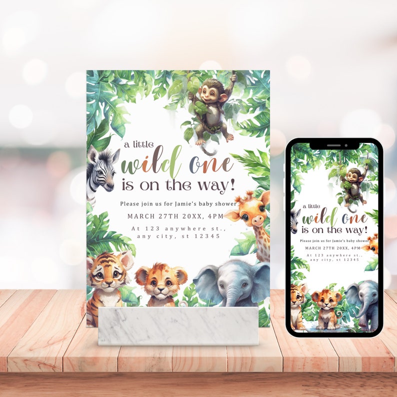 A Little Wild One Baby Shower Invitation, Safari Baby Shower Invitation ...