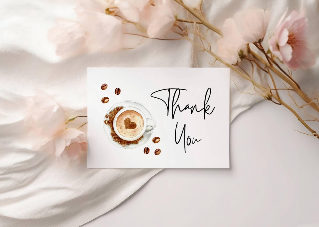 Coffee Themed Thank You Card, Template, Editable Text, Thank You Cards ...