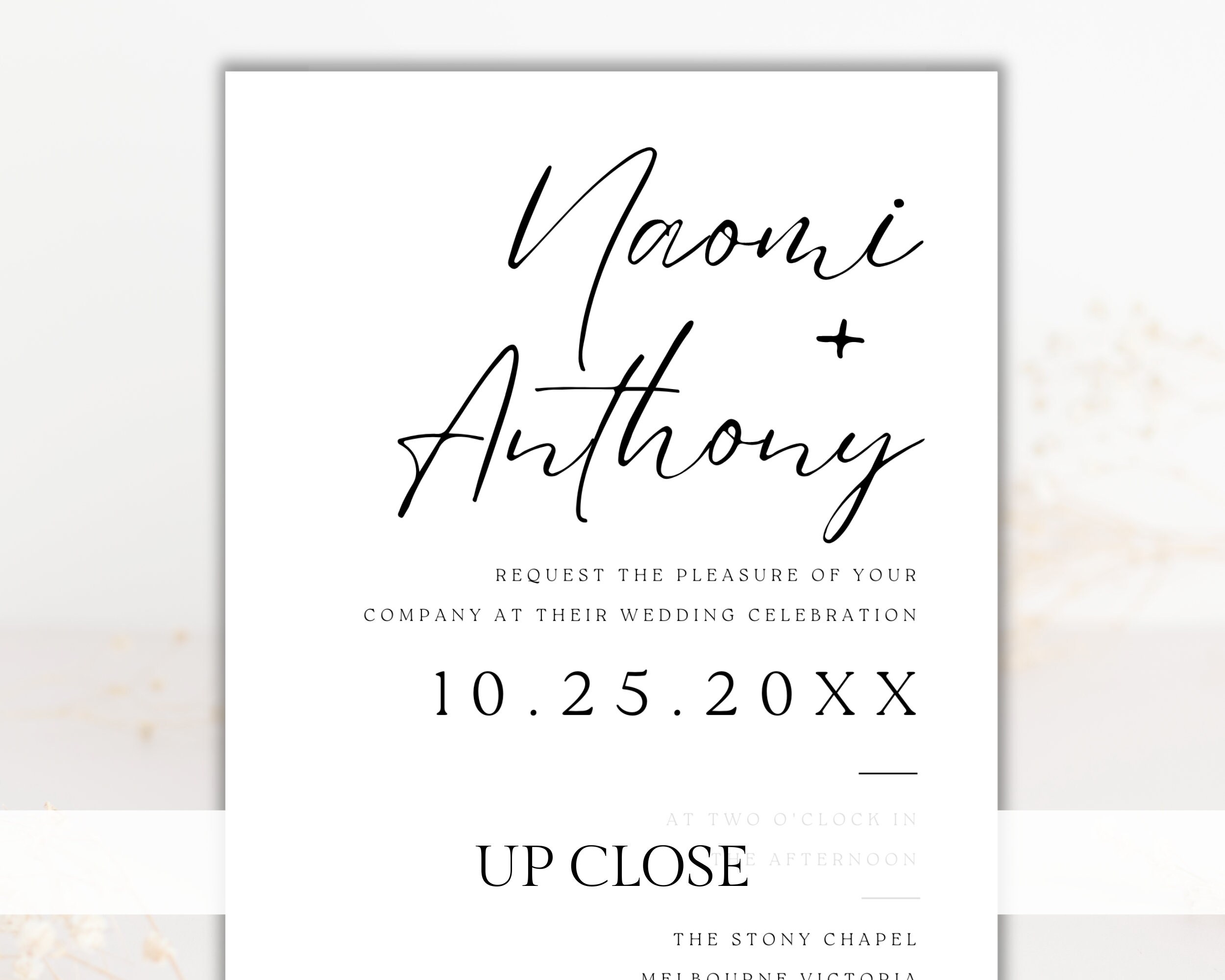 Wedding Invitation Cursive, Script Font Wedding Invitation Template ...