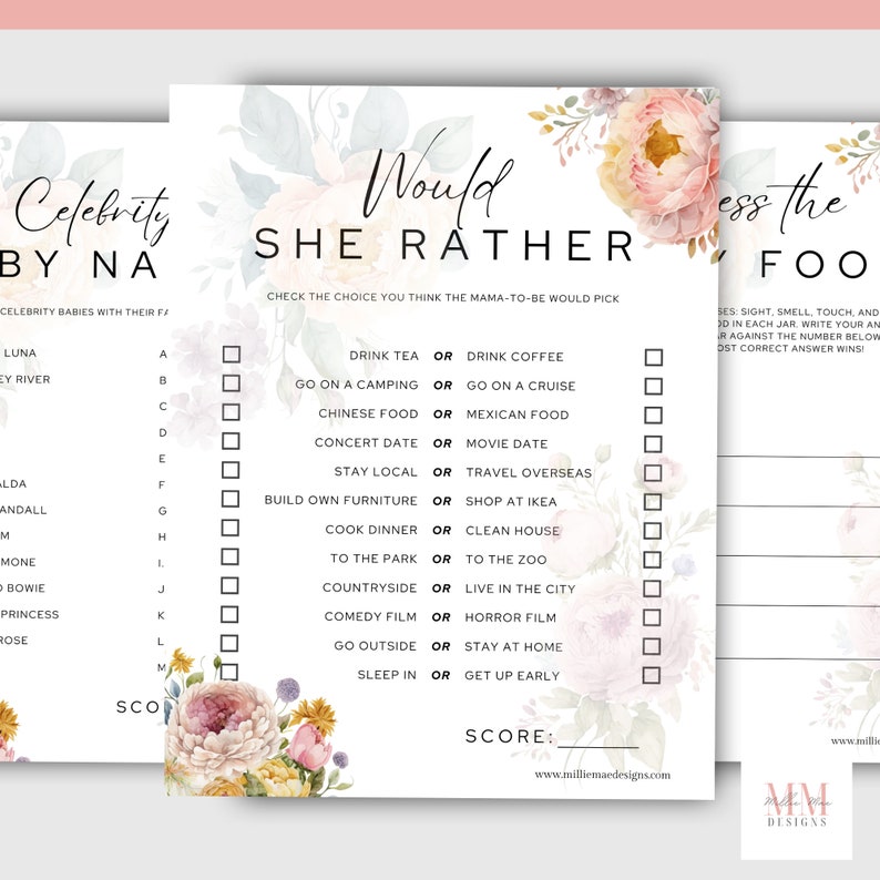 Baby in Bloom Baby Shower Games Printable Baby Shower Games, BSBL1 ...