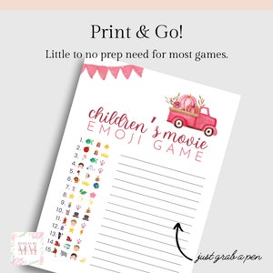 Pink Truck Baby Shower Game Bundle, Fall Girl Baby Shower Games Bundle ...