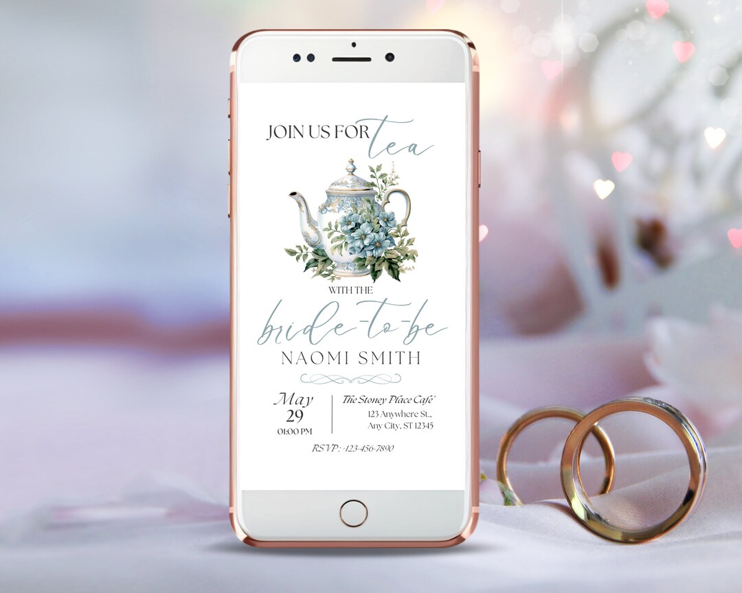 Bridal Shower Tea Party Invitation Template, SMS Text Message ...