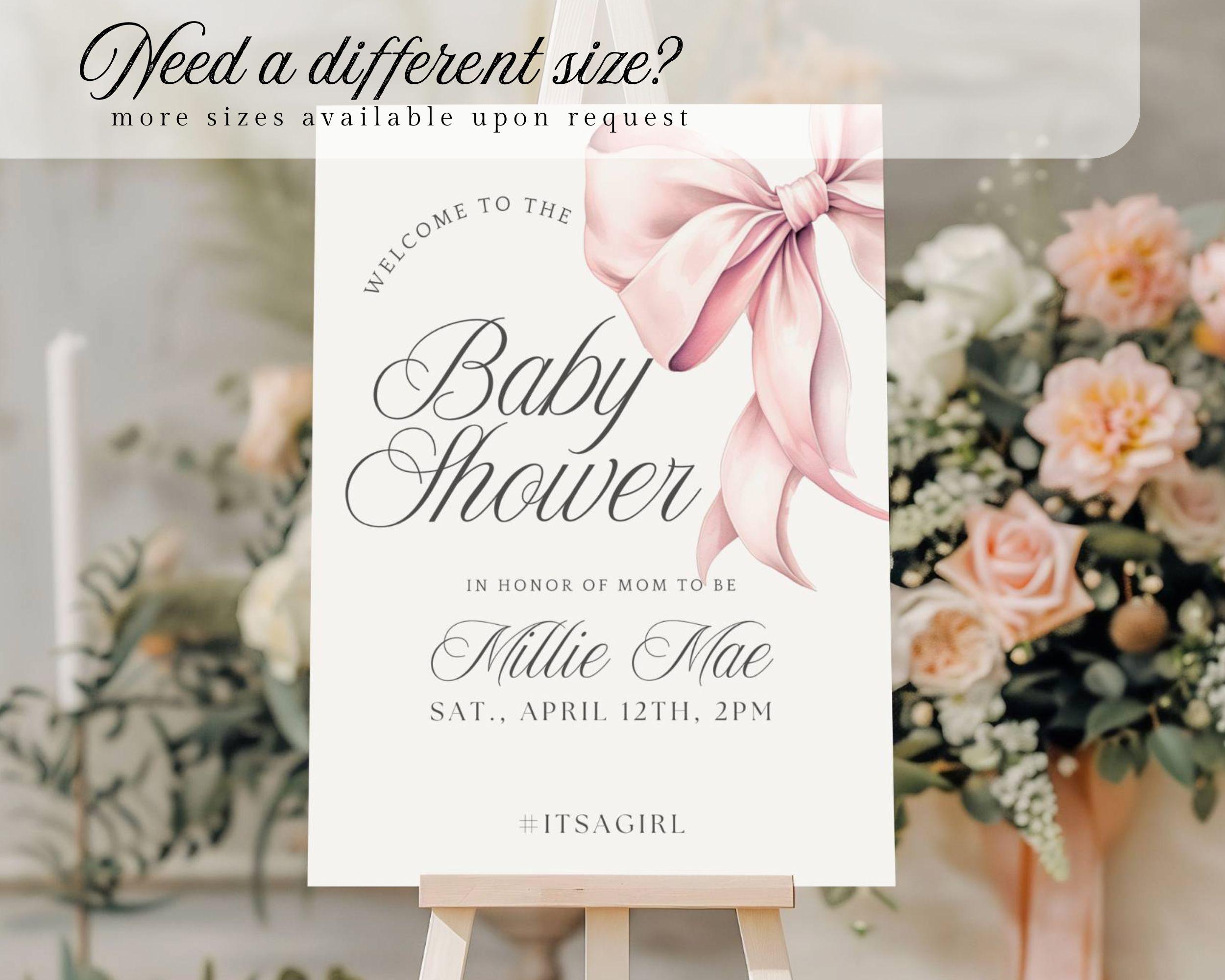 Pink Bow Welcome Sign for Baby Shower Editable Pink Bow Welcome Sign ...
