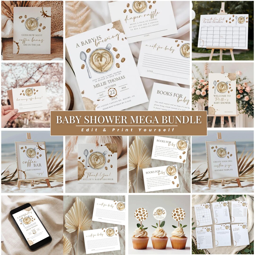 Baby is Brewing Coffee Baby Shower Bundle, Coffee Bean Baby Shower ...
