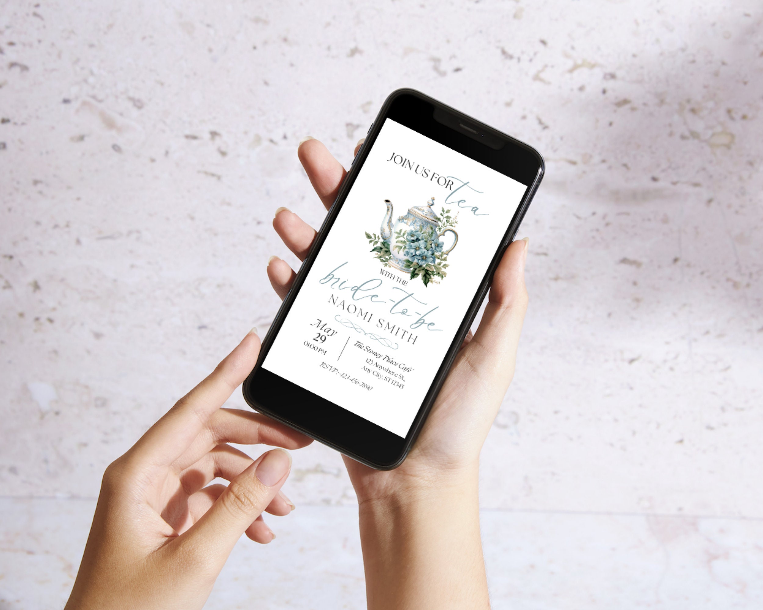 Bridal Shower Tea Party Invitation Template, SMS Text Message ...