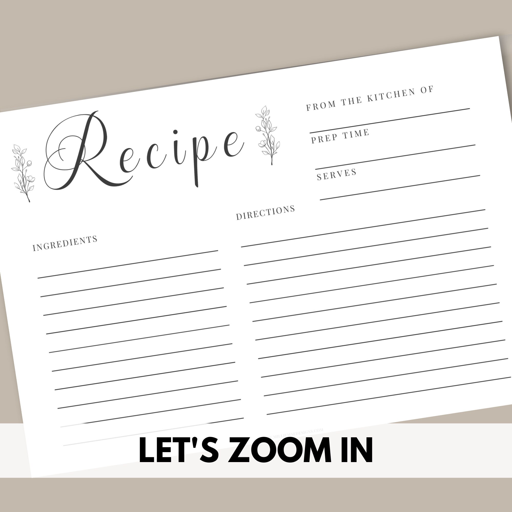 Minimalist Printable Recipe Card Bridal Shower Gift, Bridal Shower ...