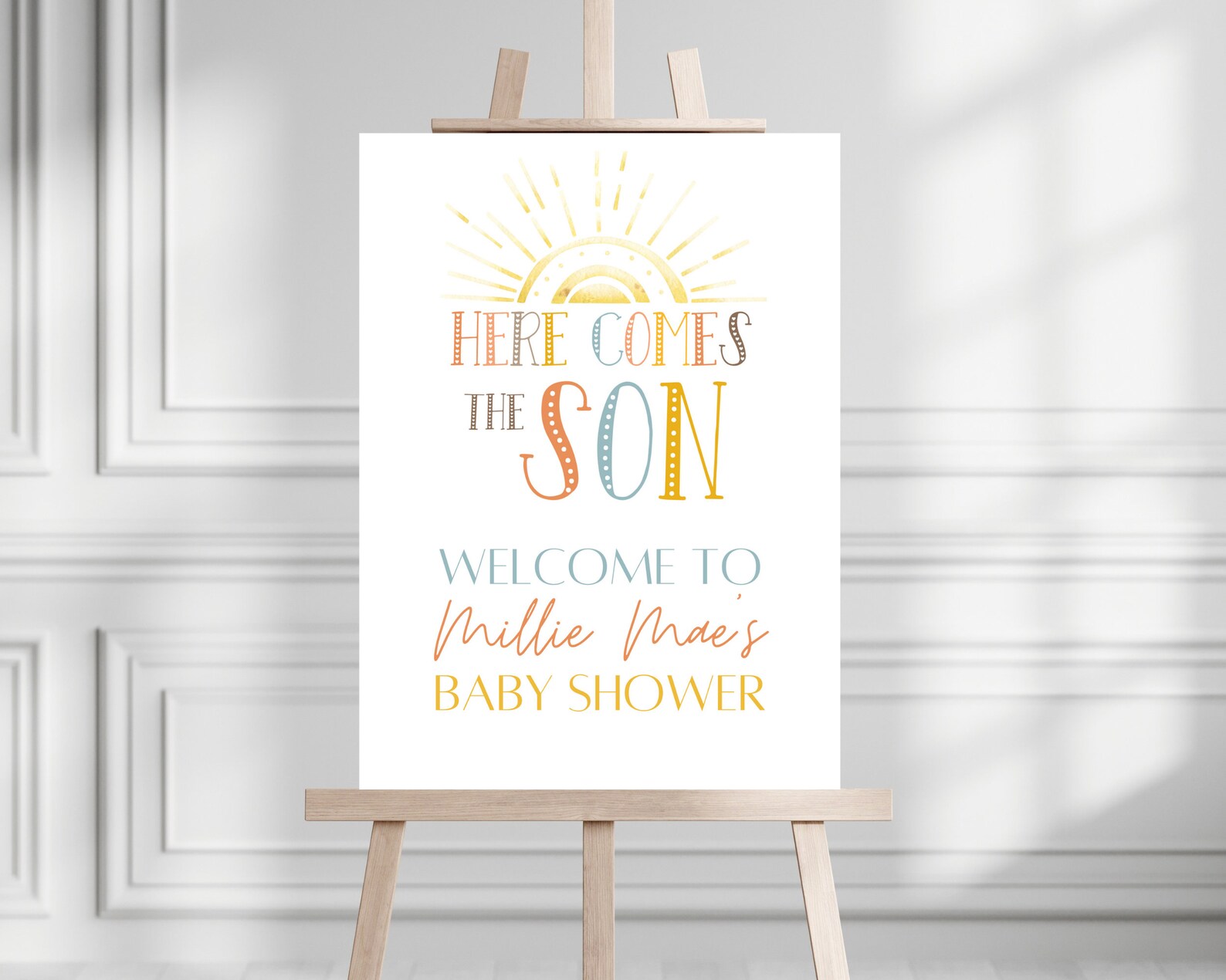 Here Comes the Son Welcome Sign, Template Sunshine Baby Shower Sign ...