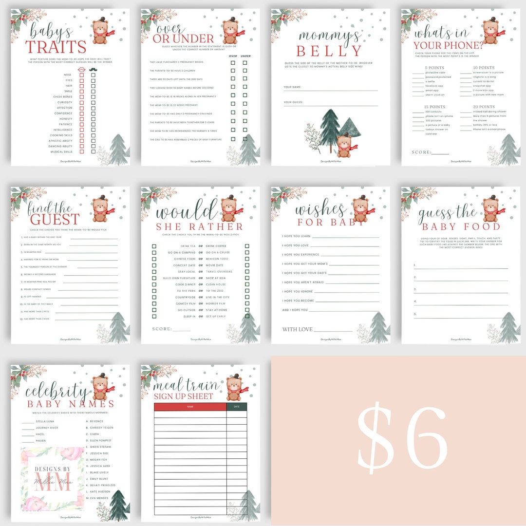 Merry Little Baby Shower Games, Winter Baby Shower, Christmas Baby ...