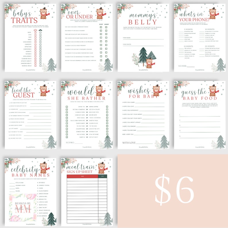 Merry Little Baby Shower Games Winter Baby Shower Christmas - Etsy