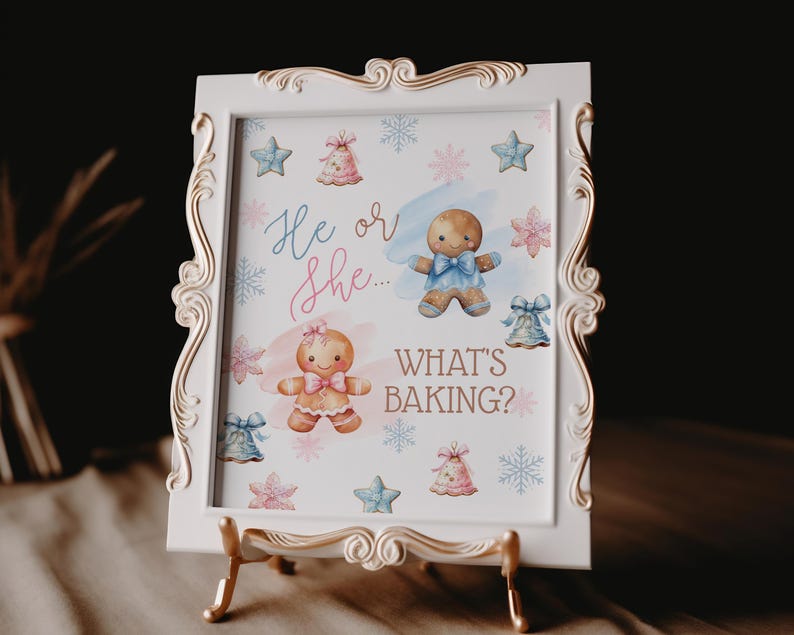 Gingerbread Gender Reveal Table Sign- Gender Reveal Decor - Boy or Girl ...