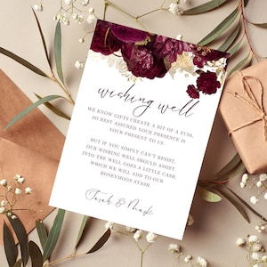 Wishing Well Card -boho Floral | Printable Wedding Wishing Well ...