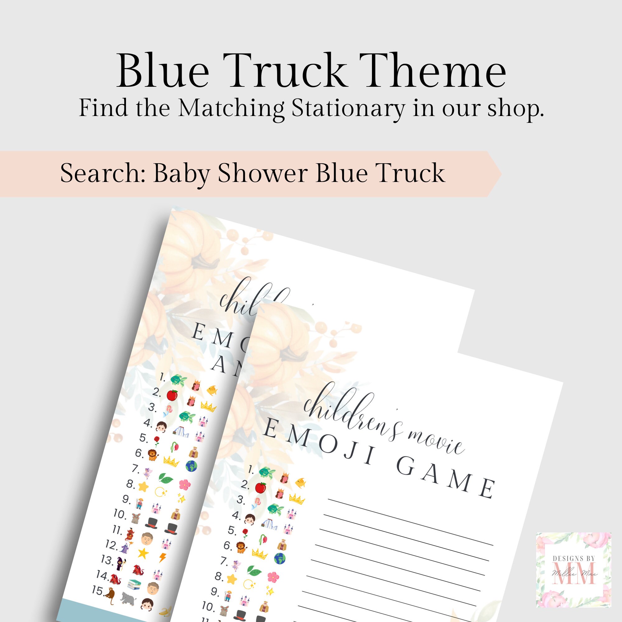 Blue Truck Baby Shower Game Bundle, Fall Boy Baby Shower Games Bundle ...