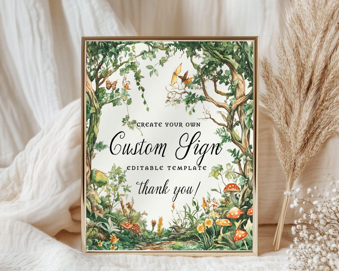 Enchanted Baby Shower Sign, Instant Download, Enchanted Forest Baby ...