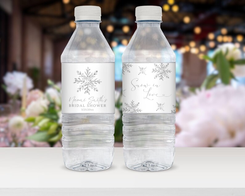 Snow in Love Bridal Shower Water Bottle Labels, Winter Wonderland ...
