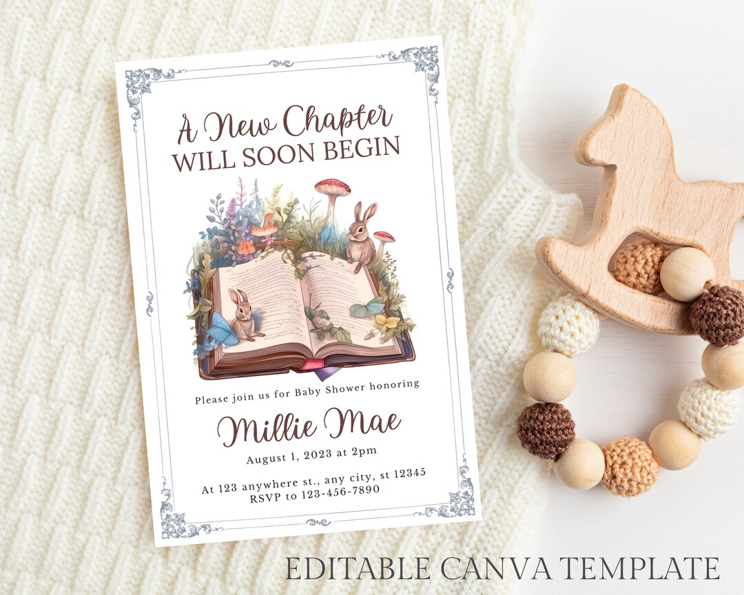 Story Book Theme Baby Shower Invitations, Instant Download, Vintage ...