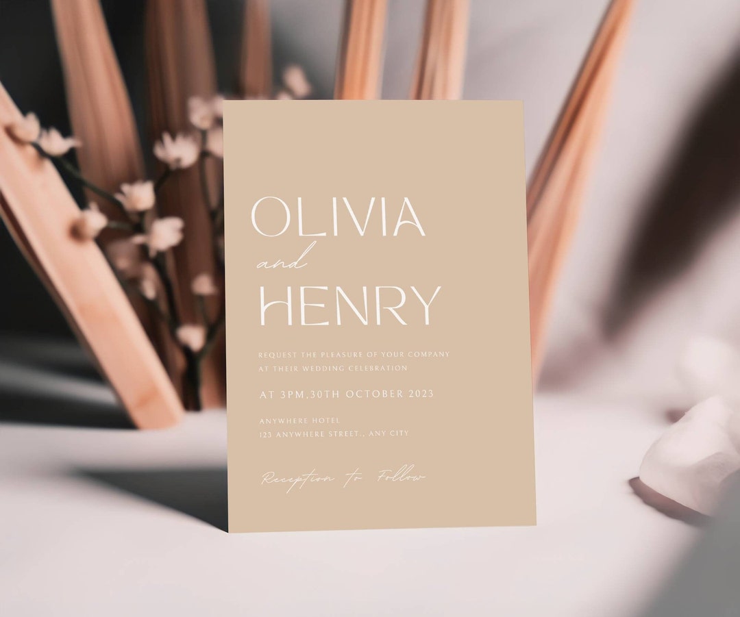 Tan Wedding Invitation, Instant Download | Boho Wedding Invitation ...