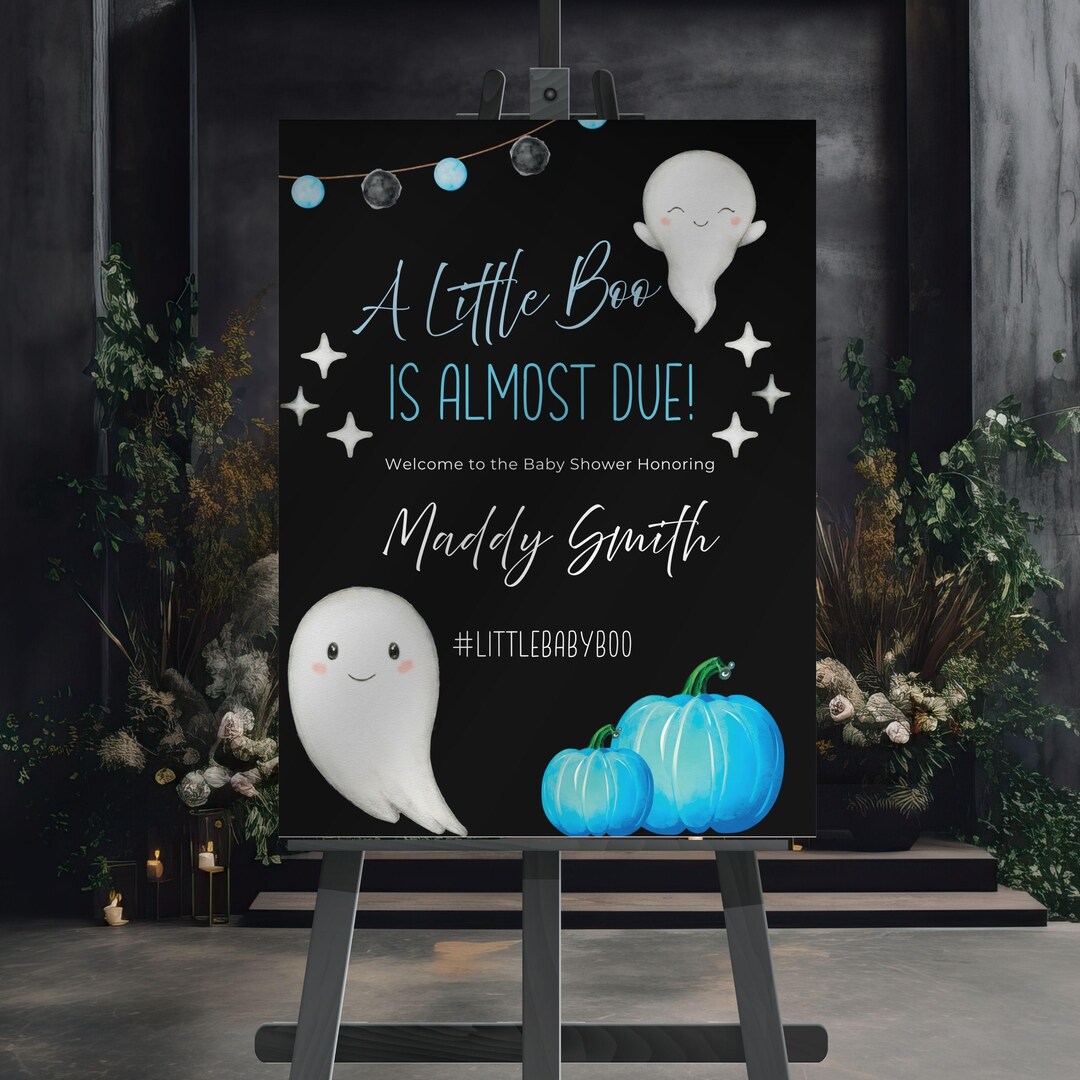A Little Boo is Due Welcome Sign Boys, Halloween Baby Shower Decor ...