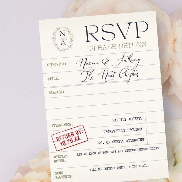 Rsvp Template Library Card - Etsy