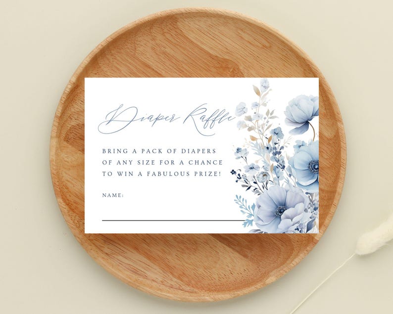 Baby in Bloom Blue Diaper Raffle Sign & Tickets, Baby Shower Sign, Boys ...