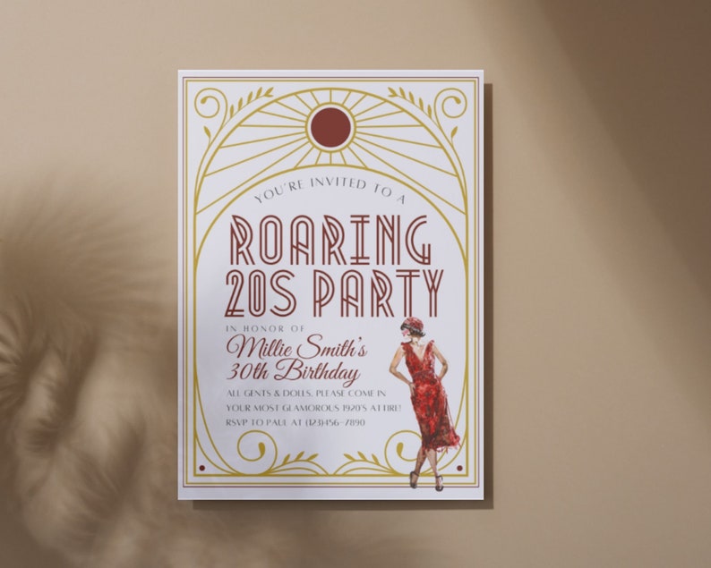 Roaring 20s Birthday Invite, Editable Gatsby Invitation | Roaring 20S ...