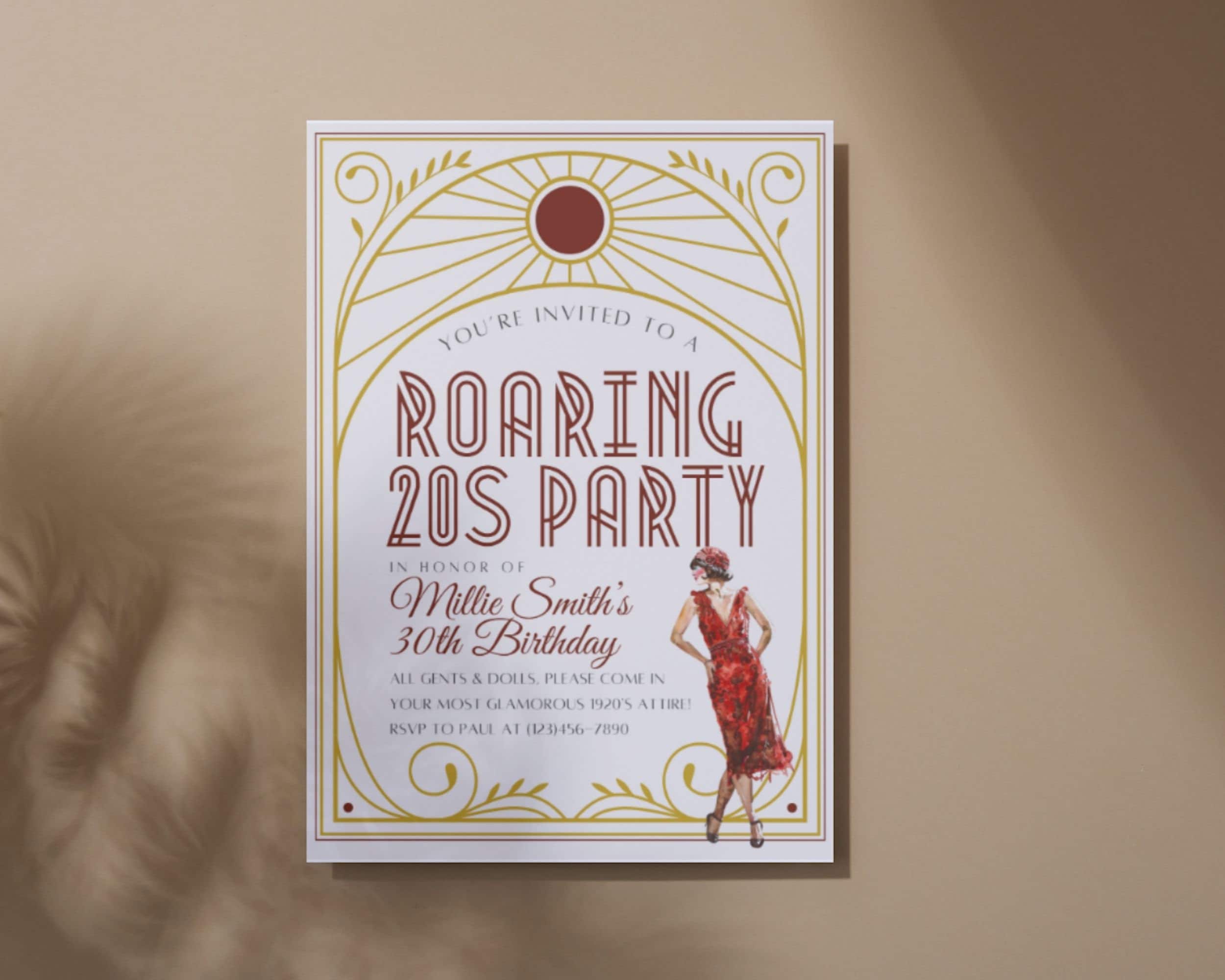 Roaring 20s Birthday Invite, Editable Gatsby Invitation | Roaring 20S ...
