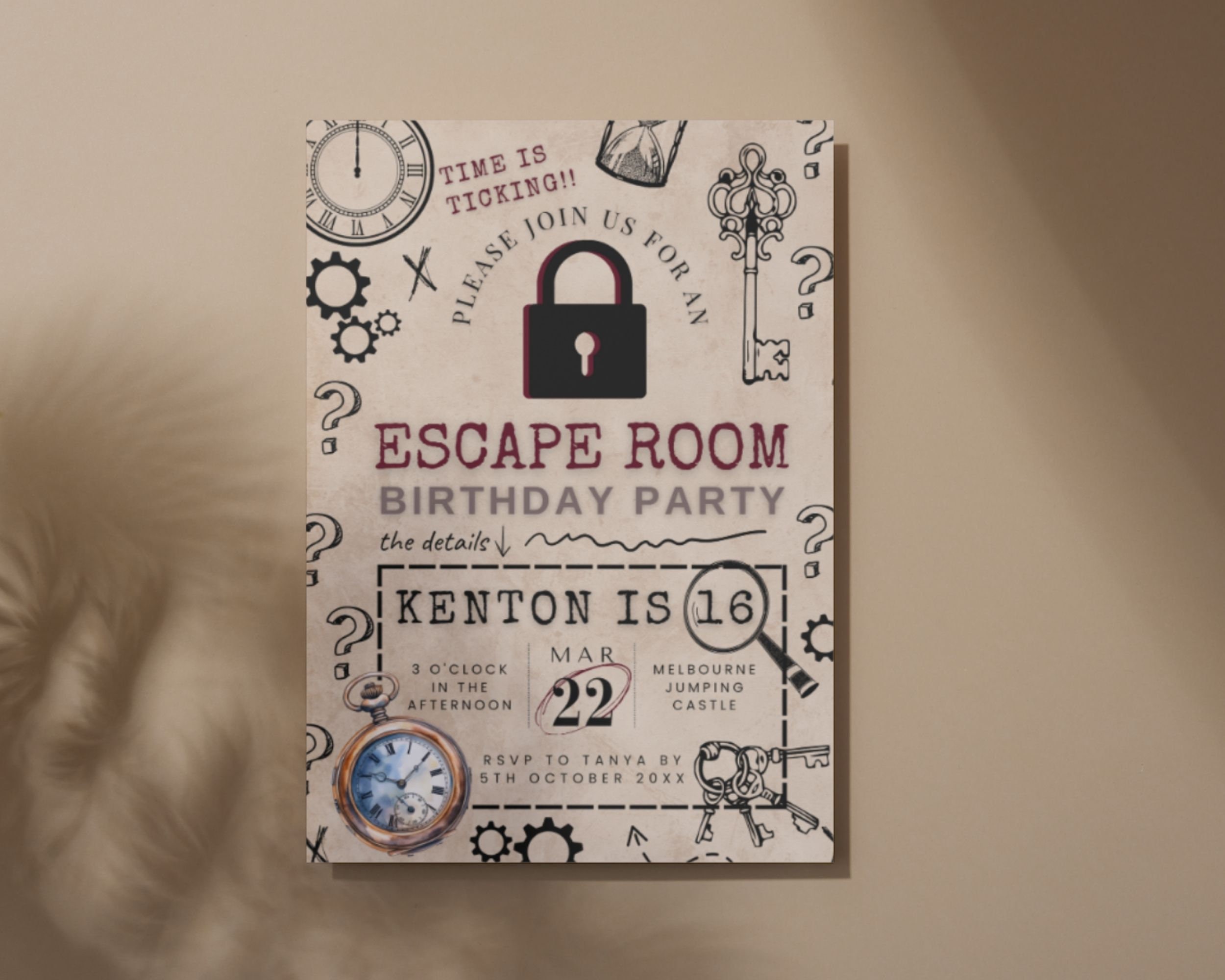 Escape Room Birthday Invite, Escape Room Printable Invitations Digital ...