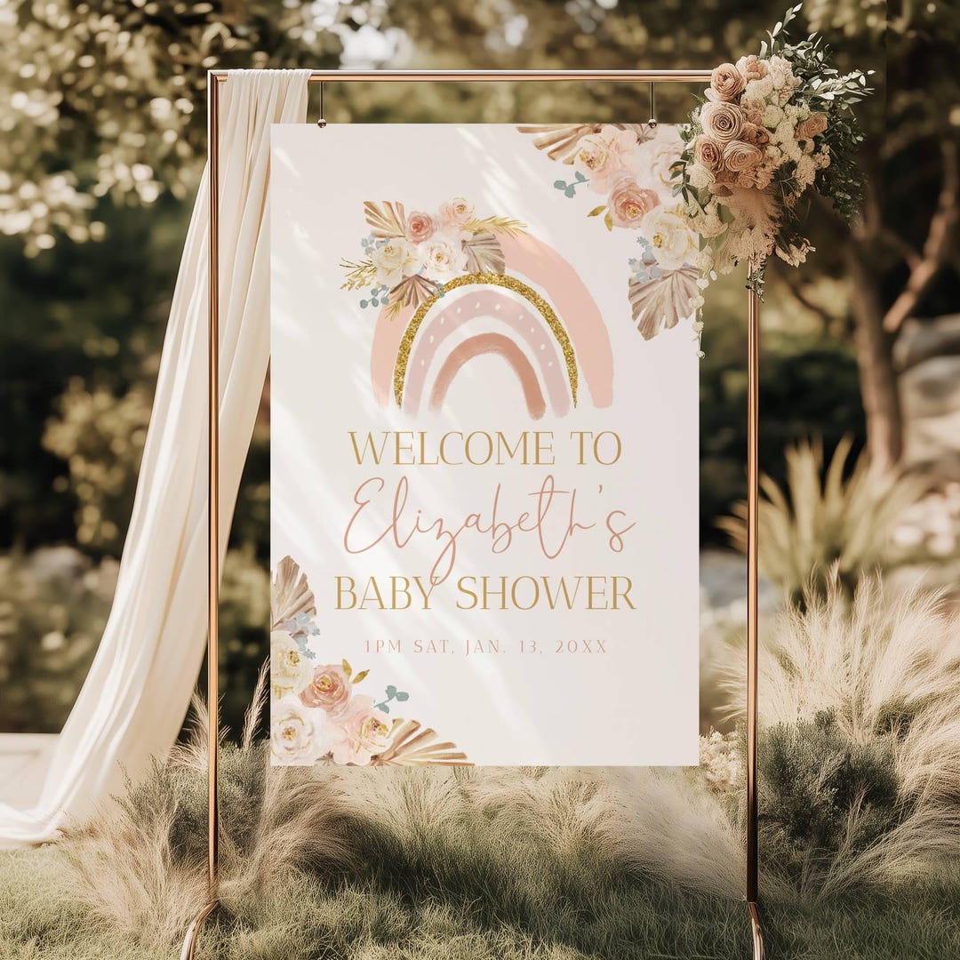 Boho Rainbow Baby Shower Welcome Sign, Rainbow Baby Shower Welcome Sign ...