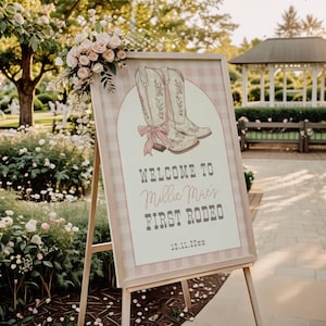 Welcome to My First Rodeo Sign - Editable Cowgirl Boots Welcome Sign ...
