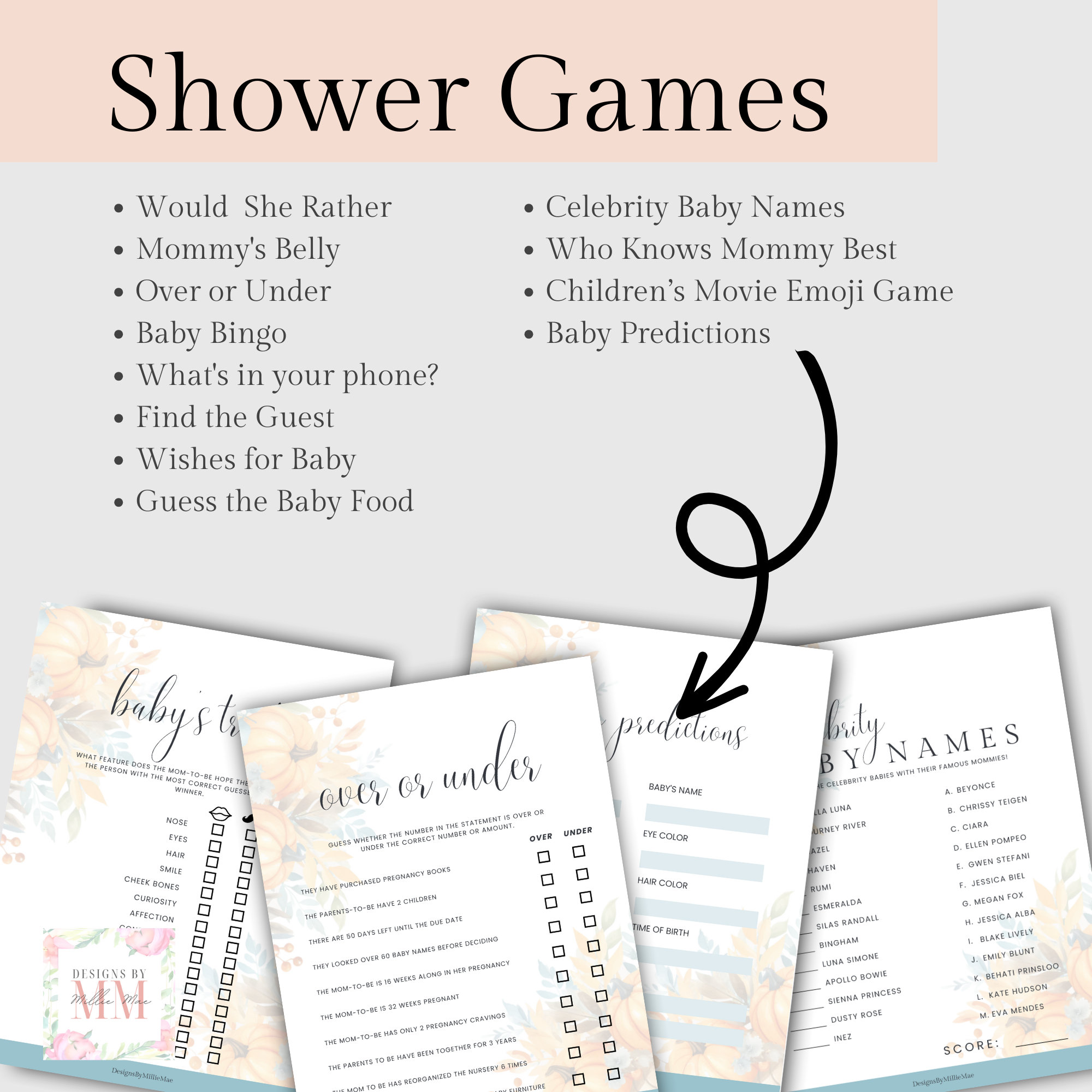 Blue Truck Baby Shower Game Bundle, Fall Boy Baby Shower Games Bundle ...