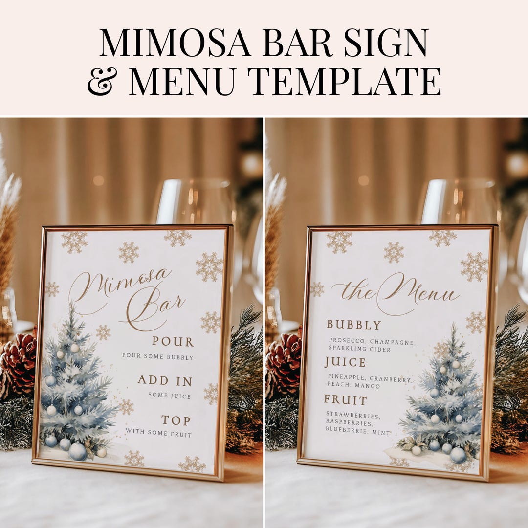 Mimosa Bar Sign & Menu Template - Bridal Shower Signs - Editable in ...