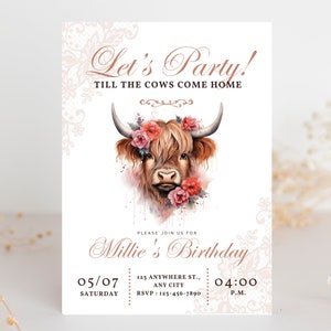 Highland Cow Invitation, Digital Download | Editable Highlander Cow ...