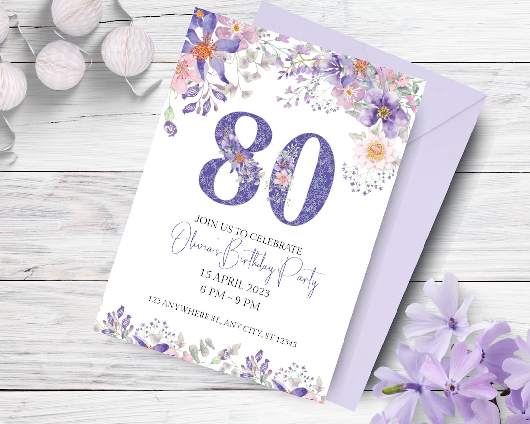 Downloadable 80th Birthday Invitation Template, Surprise 80th Birthday ...