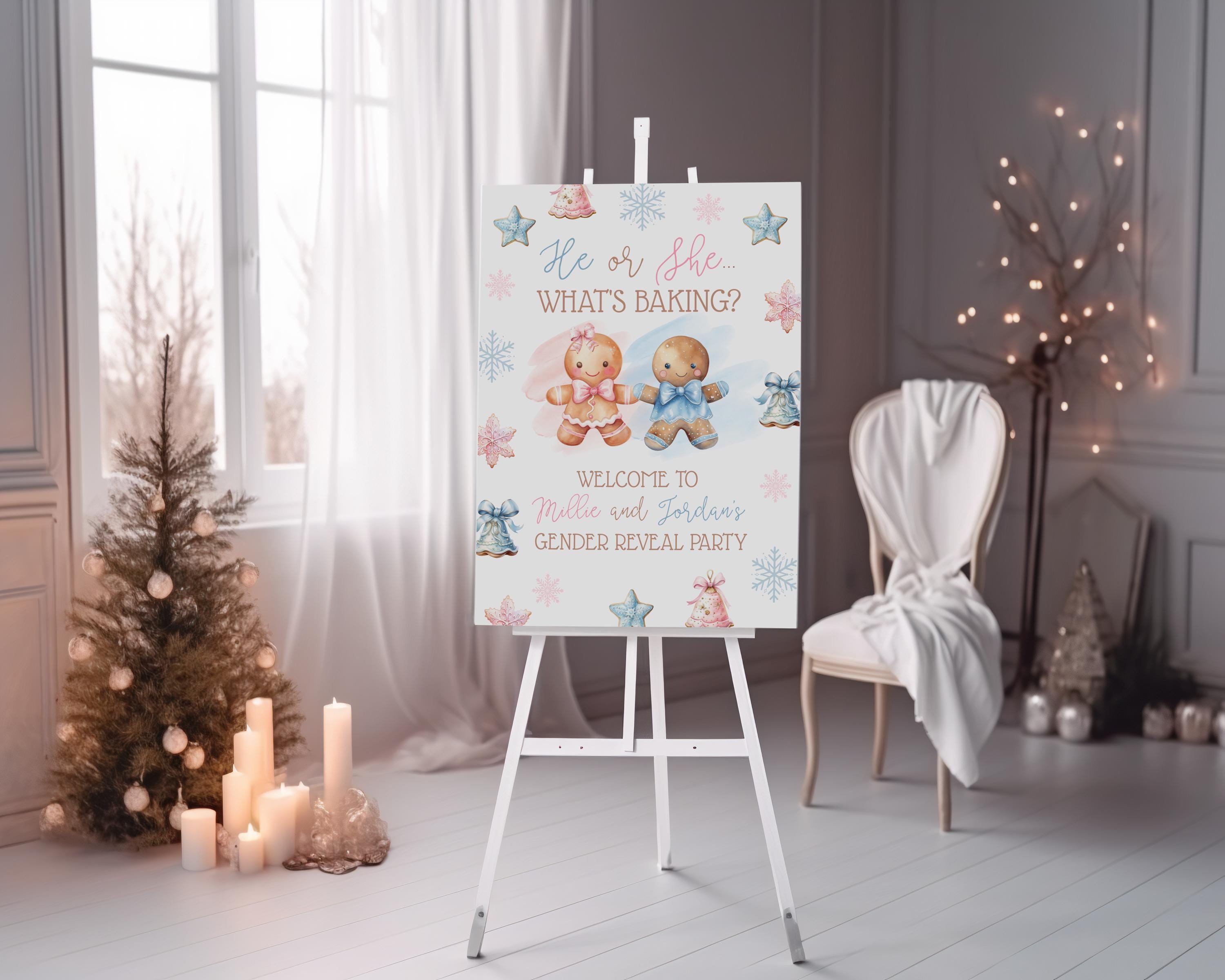 Gingerbread Gender Reveal Welcome Sign - Printable Template - Editable ...