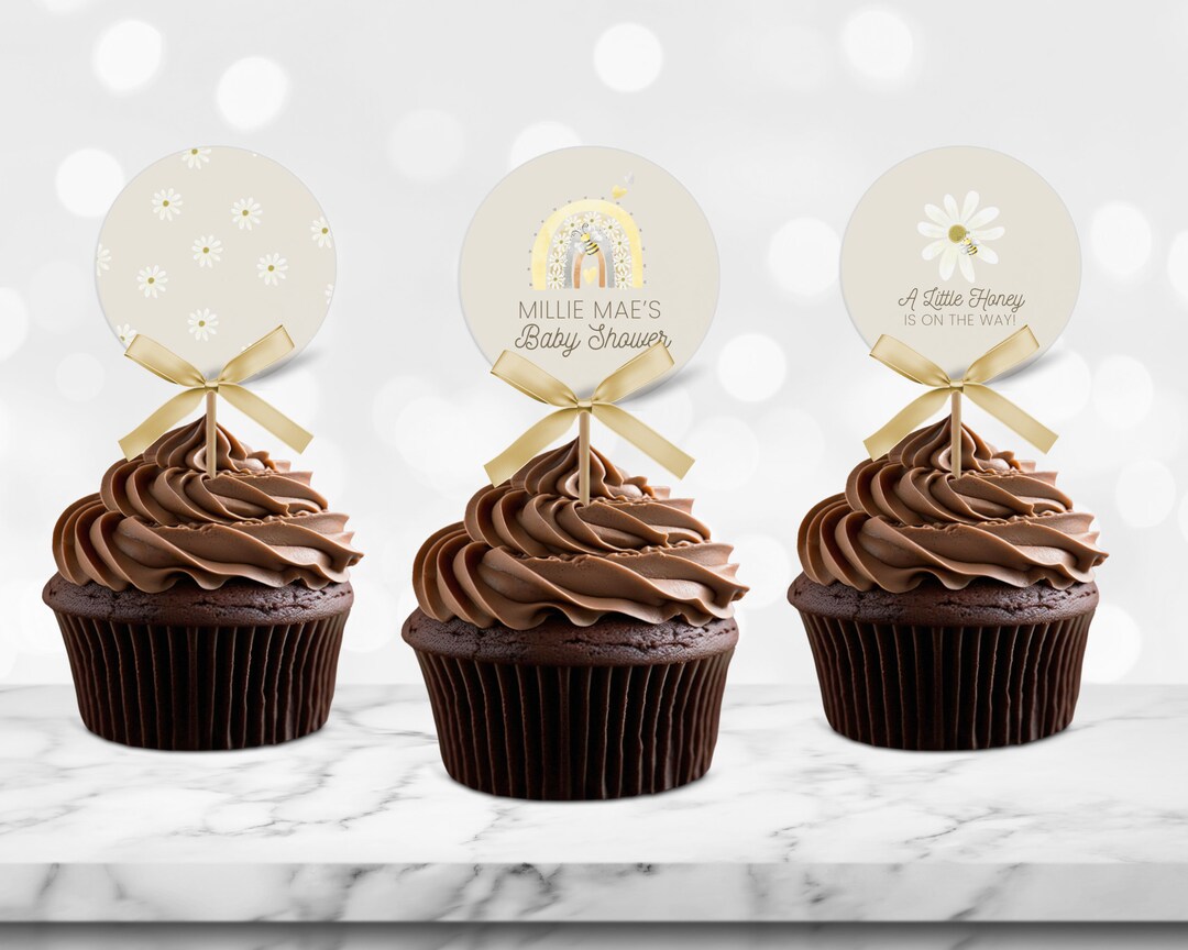 Little Honey Cupcake Toppers, Neutral Baby Shower Decor, Honey Bee Baby ...