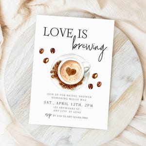 Love is Brewing Bridal Shower Invitations & Details Card | Bridal ...
