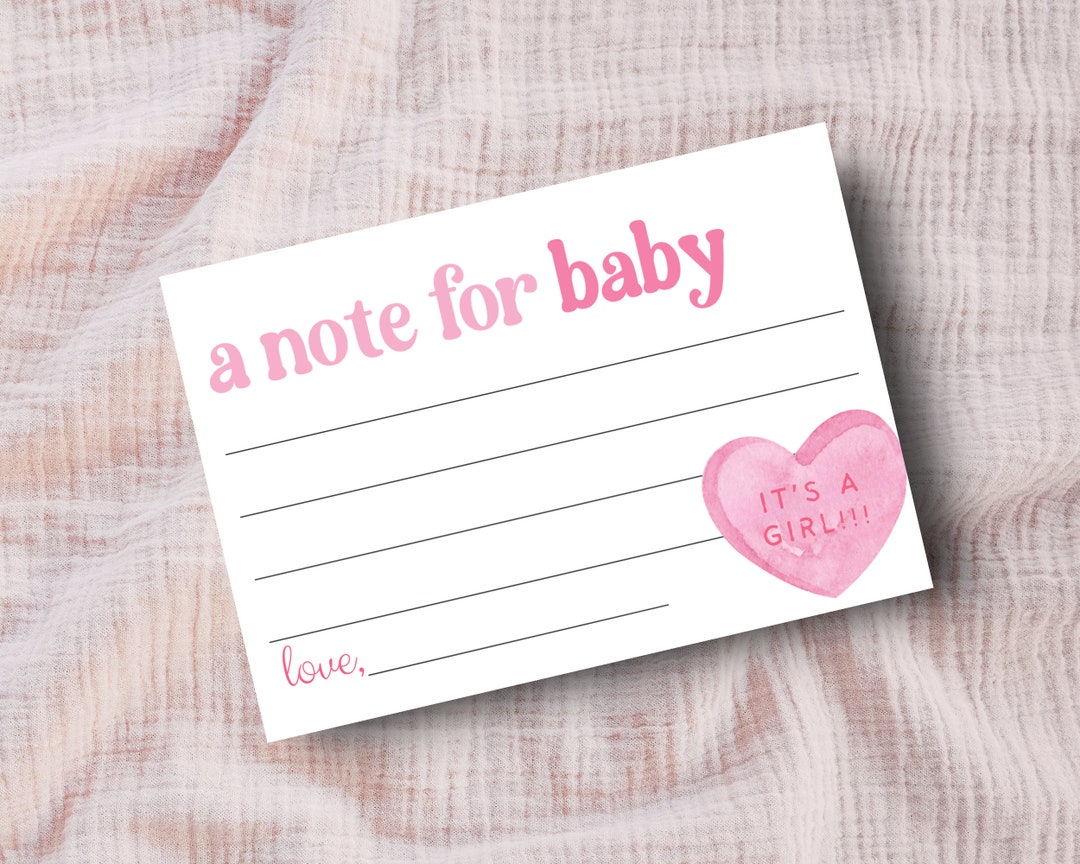 Little Sweetheart Baby Shower Note for Baby, Baby Shower Template ...