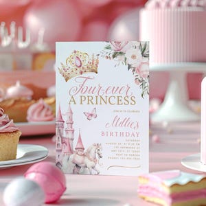 Four Ever A Princess Birthday Invitation, Magical Party Invite, Girls ...