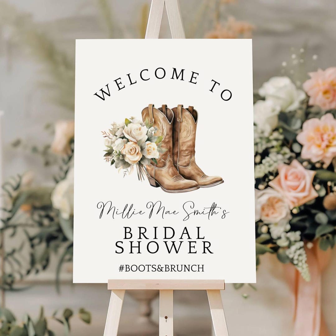 Boots and Brunch Bridal Shower Sign, Instant Download | Bridal Shower ...