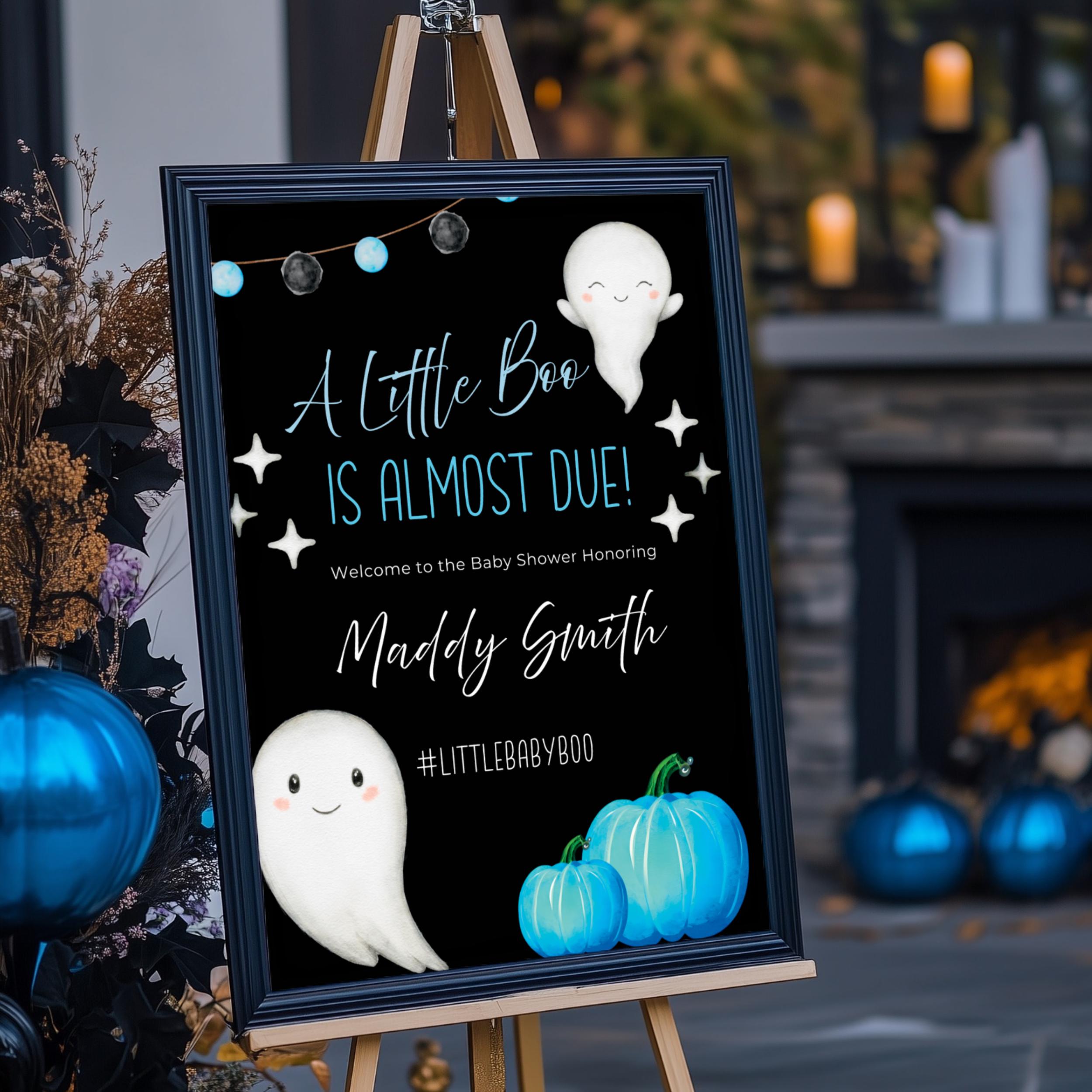 A Little Boo is Due Welcome Sign Boys, Halloween Baby Shower Decor ...