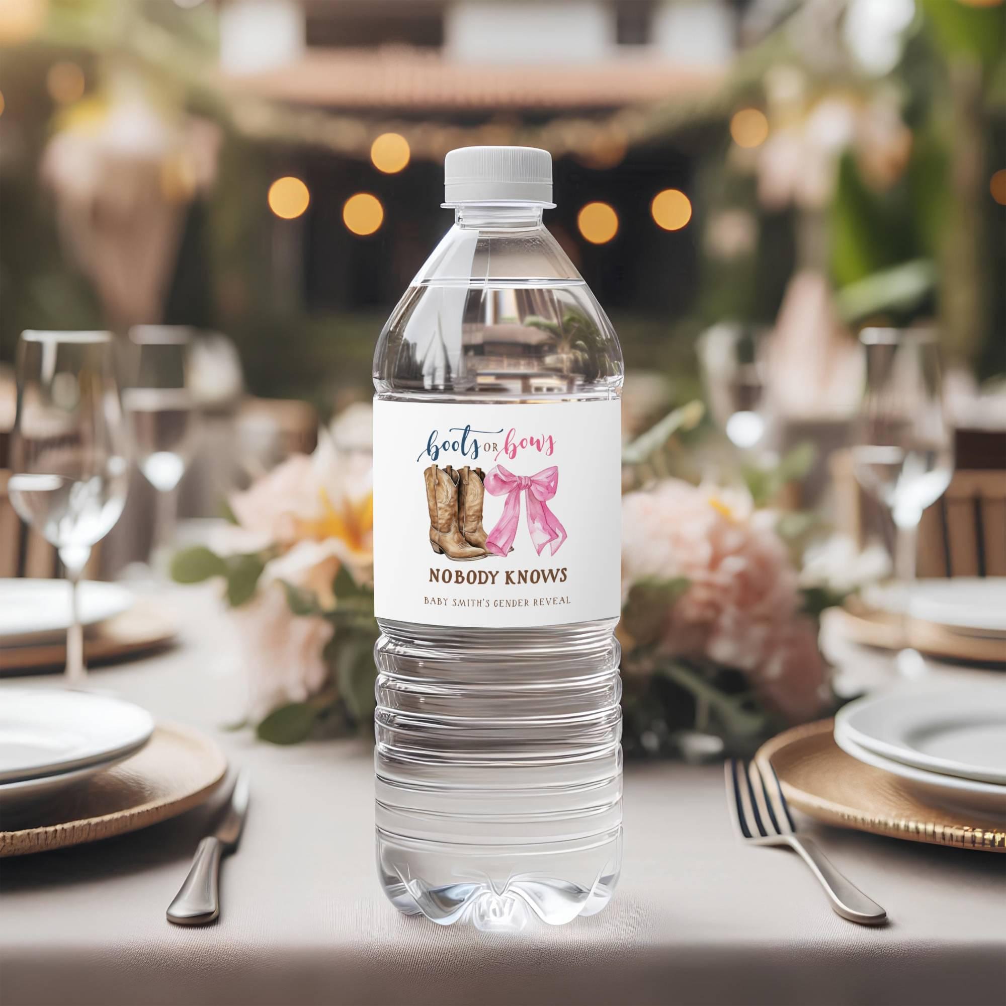 Boots or Bows Water Bottle Labels, Coquette Bow & Cowboy Boots, Baby ...