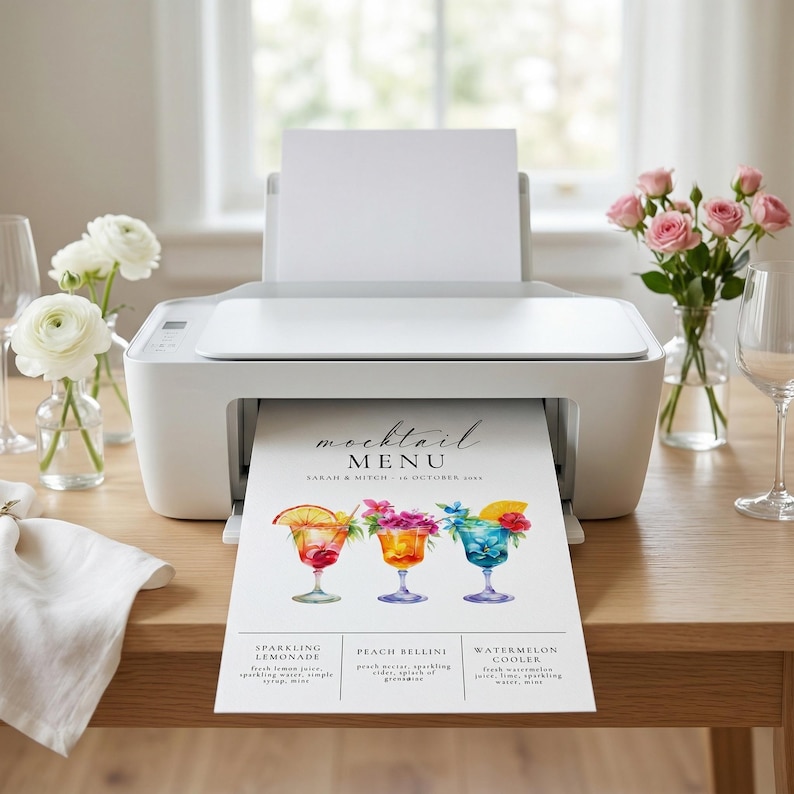 Mocktail Menu Sign Template | Tropical Wedding Bar Sign | Editable ...