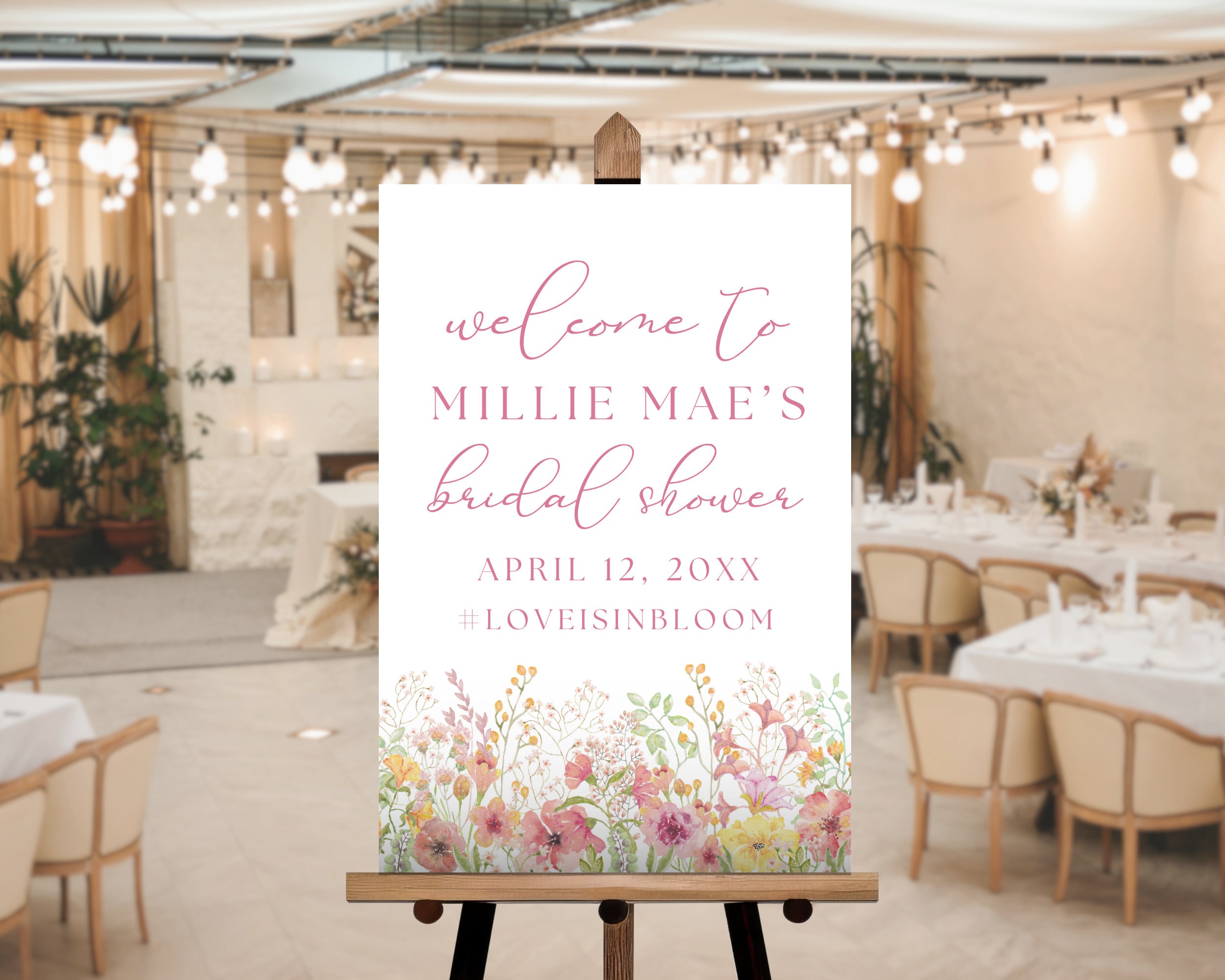 Spring Floral Bridal Shower Welcome Sign, Wildflower Bridal Shower ...