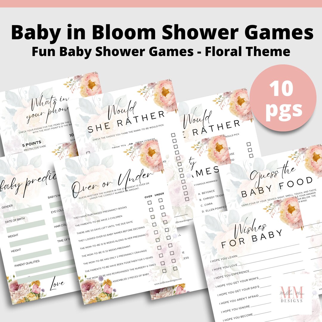 Baby in Bloom Baby Shower Games Printable Baby Shower Games, BSBL1 ...