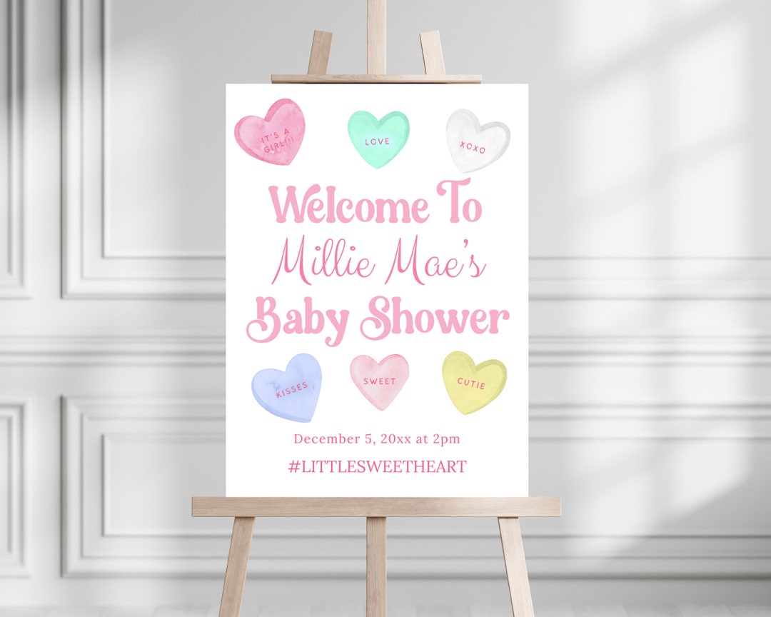 Little Sweetheart Baby Shower Sign, Printable Girl Little Sweetheart ...
