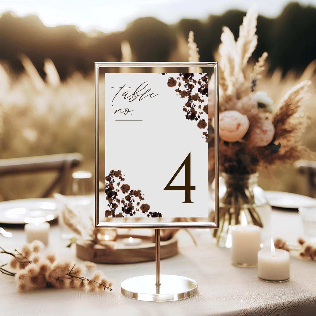 Cow Print Wedding Table Numbers Template | Editable Canva Table Number ...