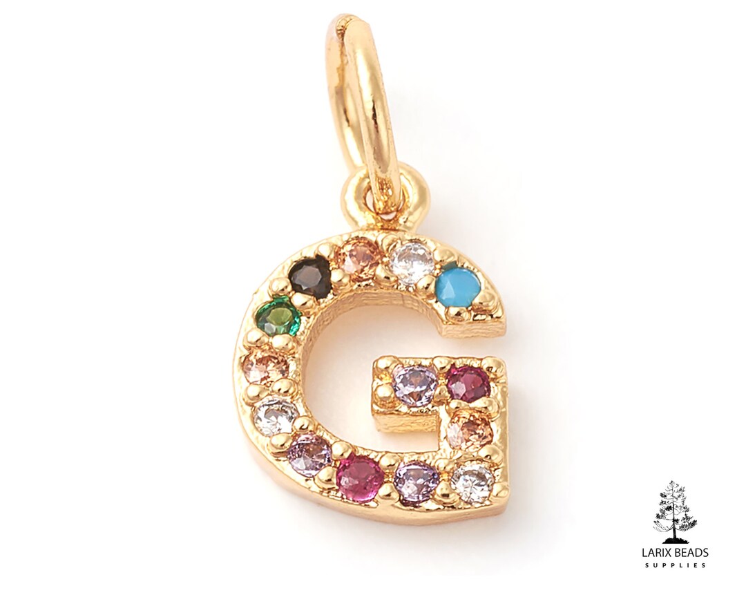 Tiny Letter G Charm, Alphabet Charms, Micro Pave Letter Charms, Initial ...