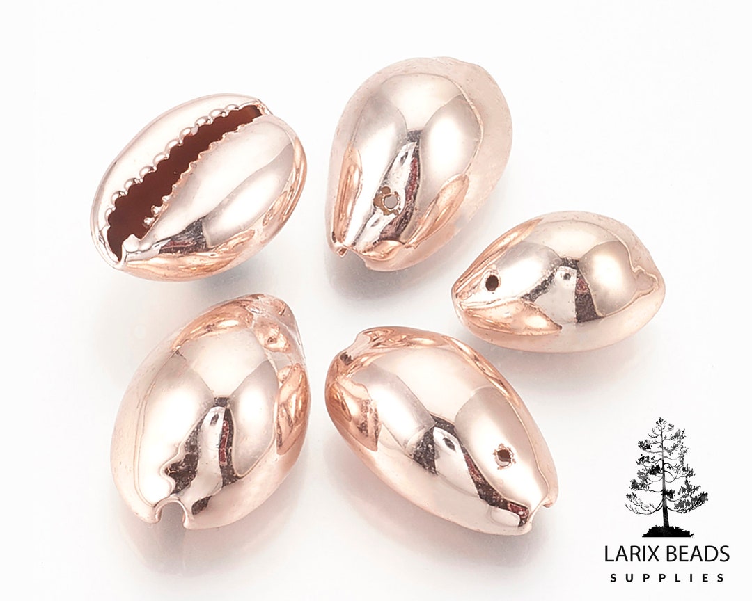 Rose Gold Cowrie Shells, UV Plated Cowrie Shell Beads, Natural Seashell ...