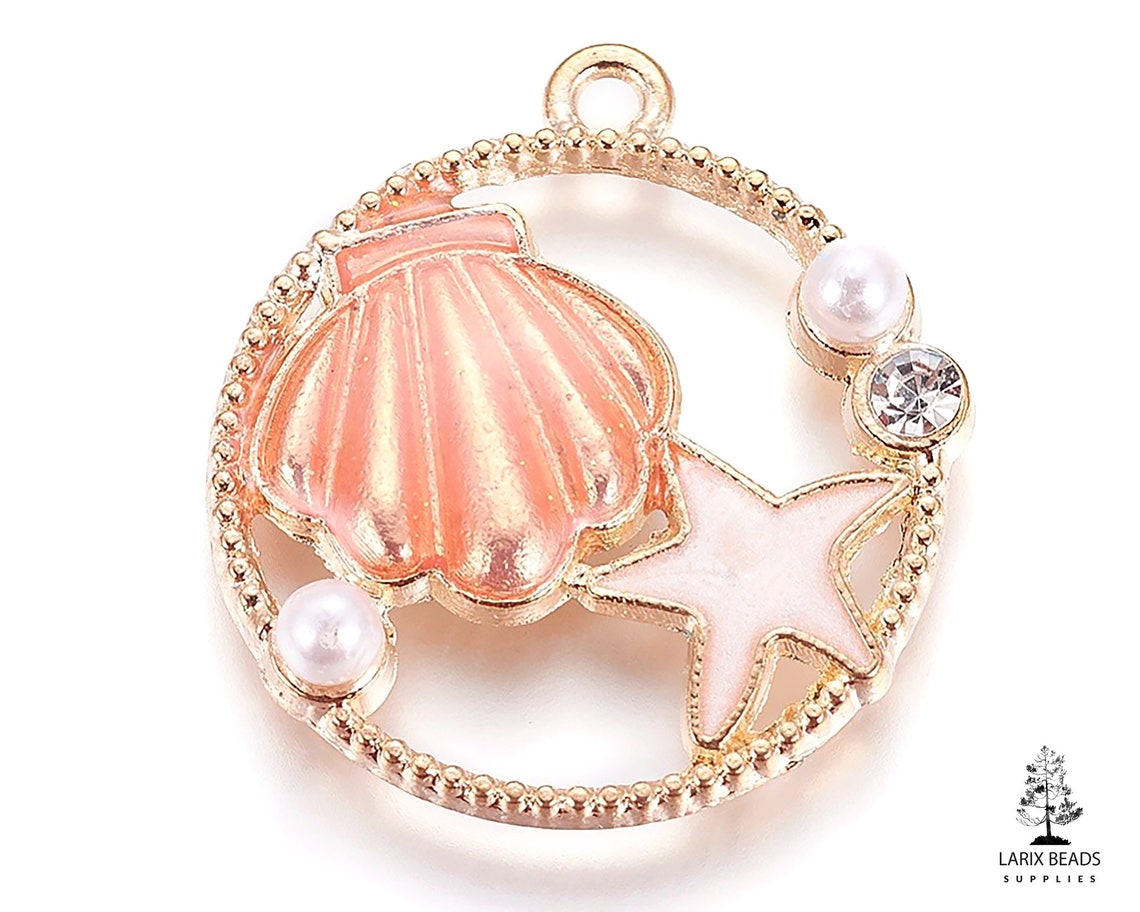 Golden Charms With Seashell Summer Charms Sea Shell Charms - Etsy