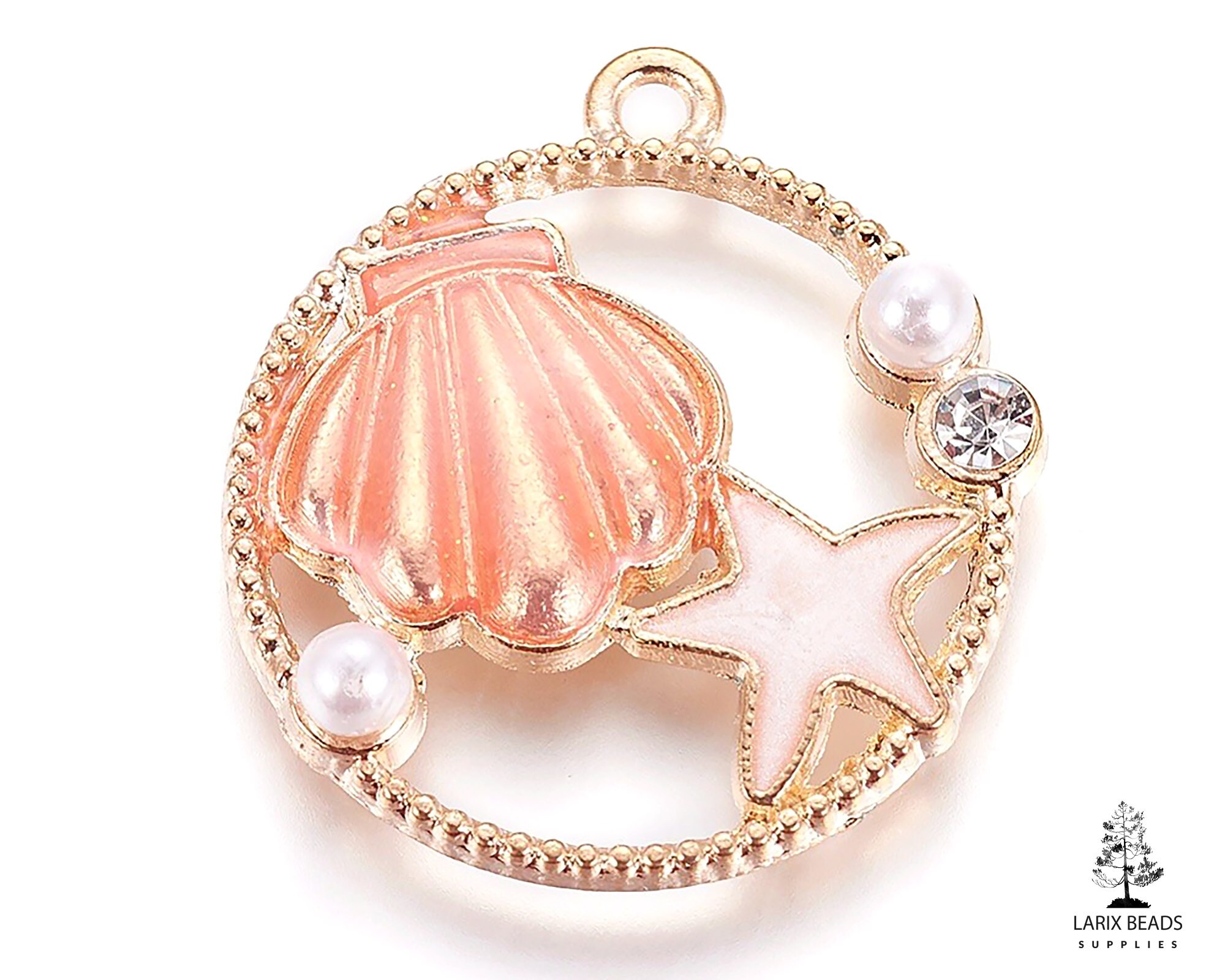 Golden Charms with Seashell Summer Charms Sea Shell Charms | Etsy